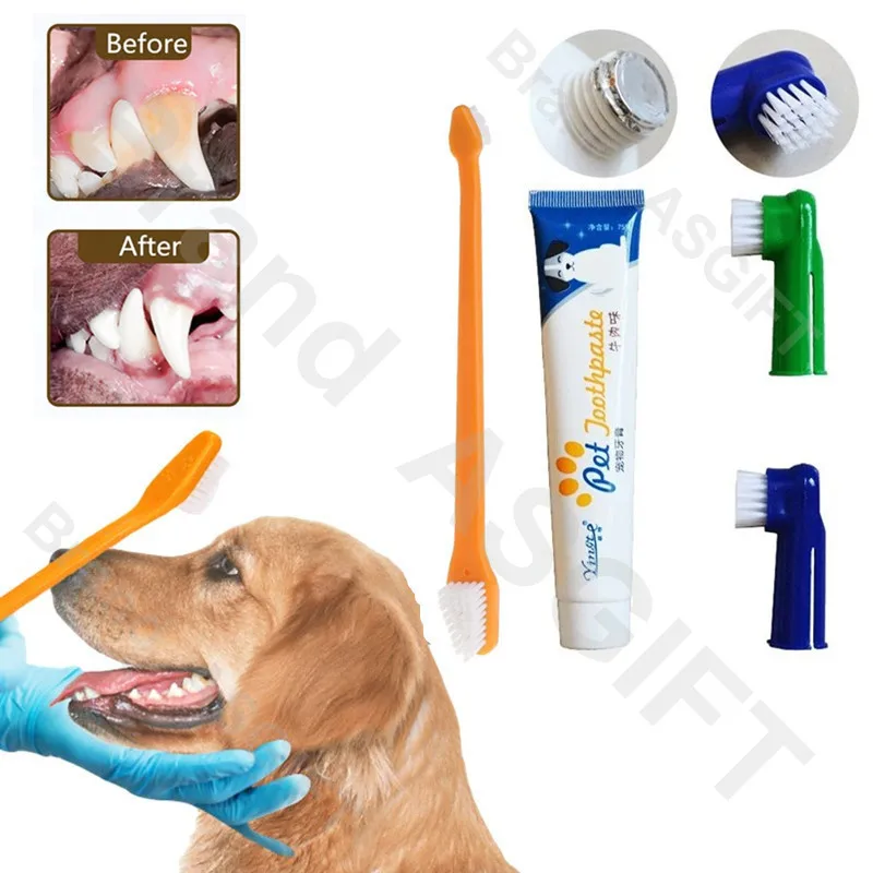 4-in-1-Pet-Toothbrush-Toothpaste-Set-Cat-Dog-Oral-Care-Teeth-Cleaning ...