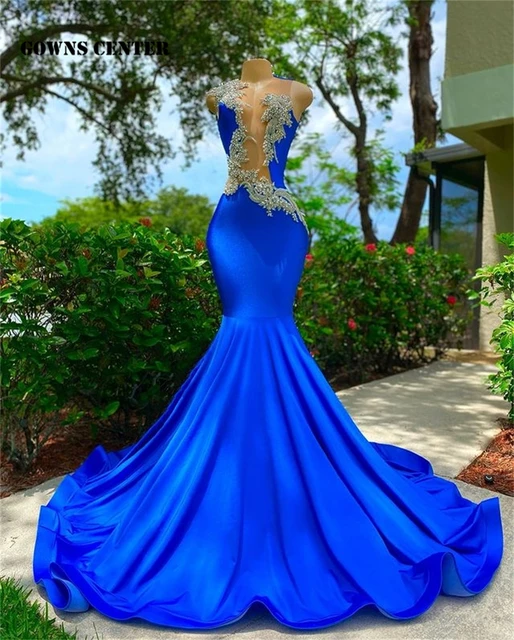 Silver And Blue Prom Dresses