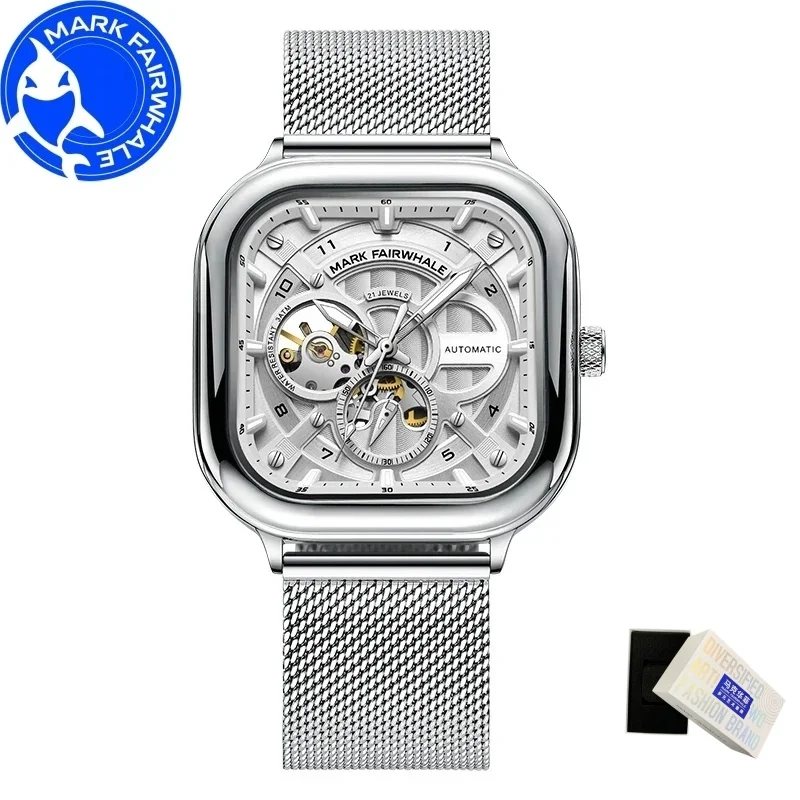 MARK FAIRWHALE Automatic Movement 6014 Fashion Tourbillon Square Dial ...