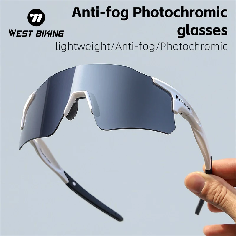 WEST-BIKING-Anti-Fog-Photochromic-Cycling-Glasses-Aesthetic-Rimless ...