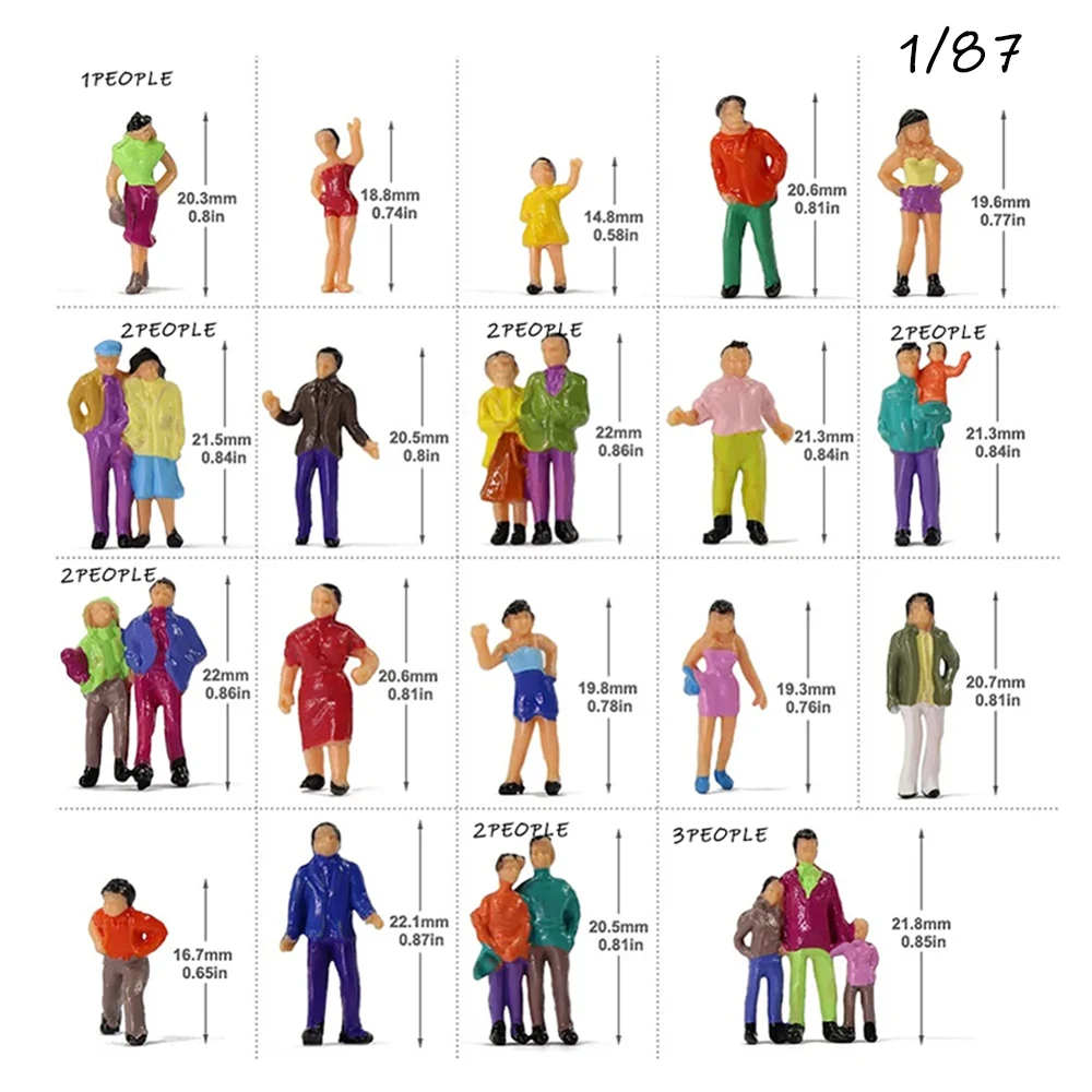 20 stks Ho Schaal Miniatuur Geschilderde Figuren 1:87 ABS Model Mensen ...