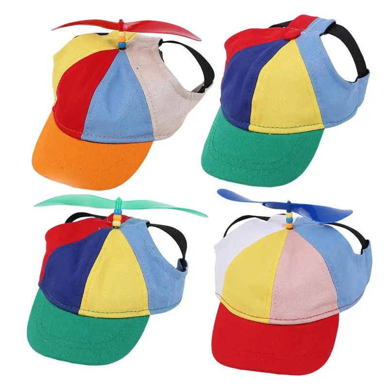 Colorful Pet Propeller Hat With Ear Holes Sunproof Dogs Cats Rainbow ...