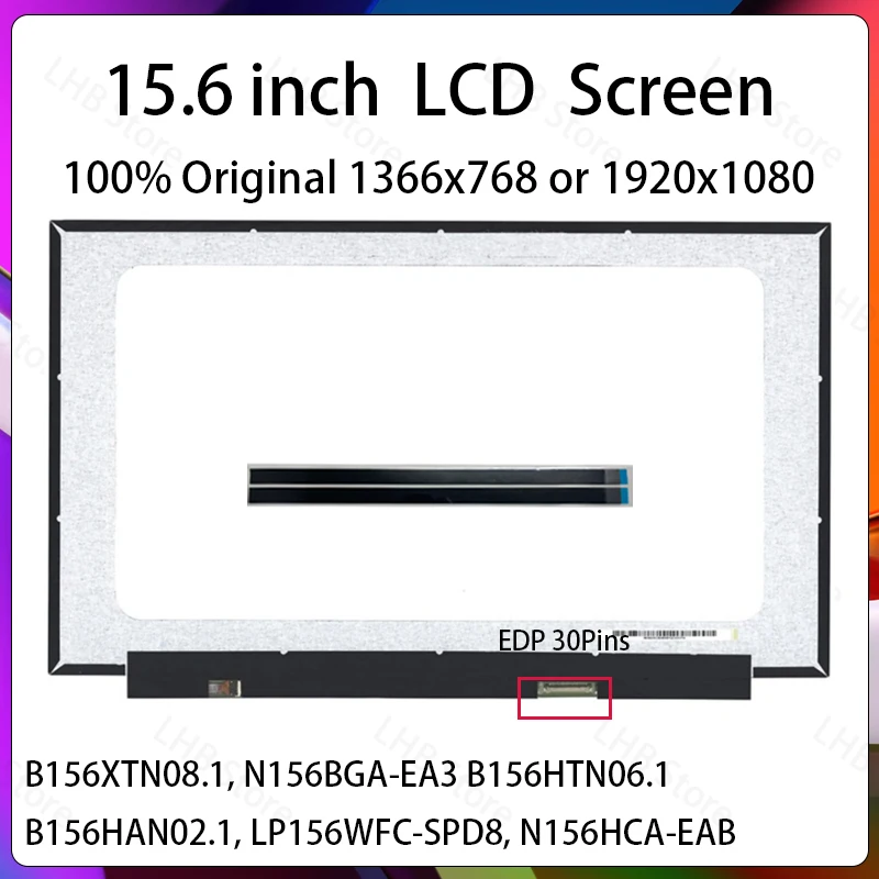 15.6" Laptop LCD Screen B156HAN02.1 B156HTN06.1 B156XTN08.1 For Lenovo ...