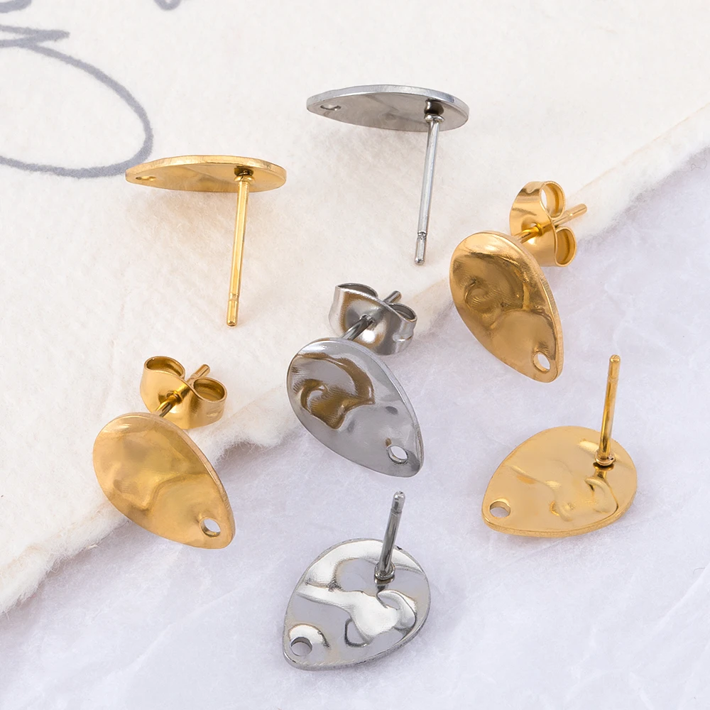 10pcs-Irregular-Stainless-Steel-Waterdrop-Ear-Studs-Earring-Base-with ...