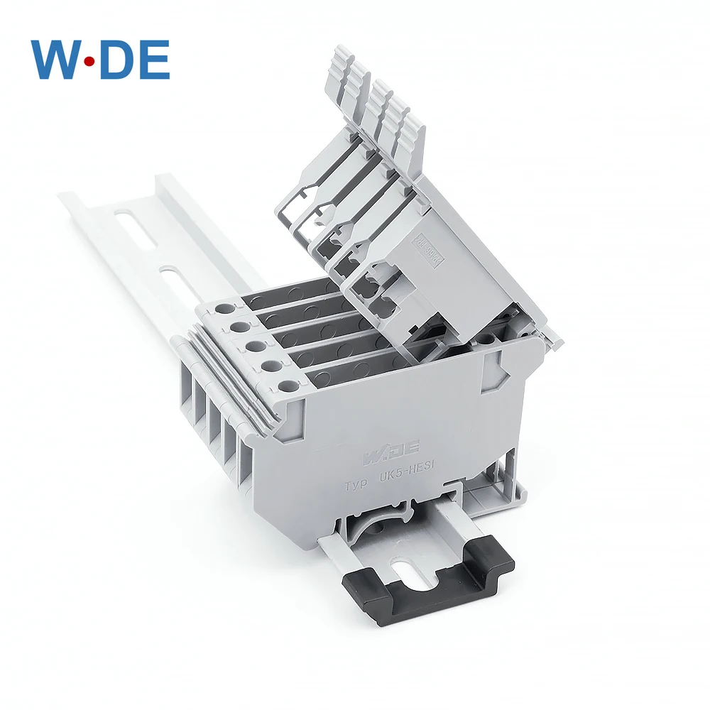 Din-Rail-Fuse-Terminal-Blocks-Gray-UK5-HESI-Connector-Screw-Type-10Pcs ...