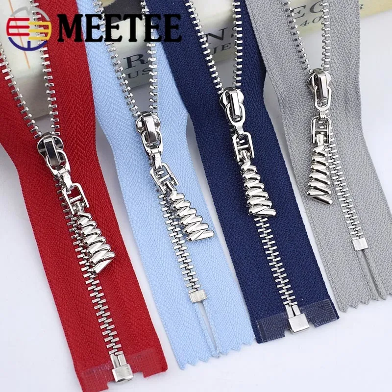 2/5Pcs 3# Metal Zippers Silver Tooth Close End 15 30cm Open End 40 70cm ...