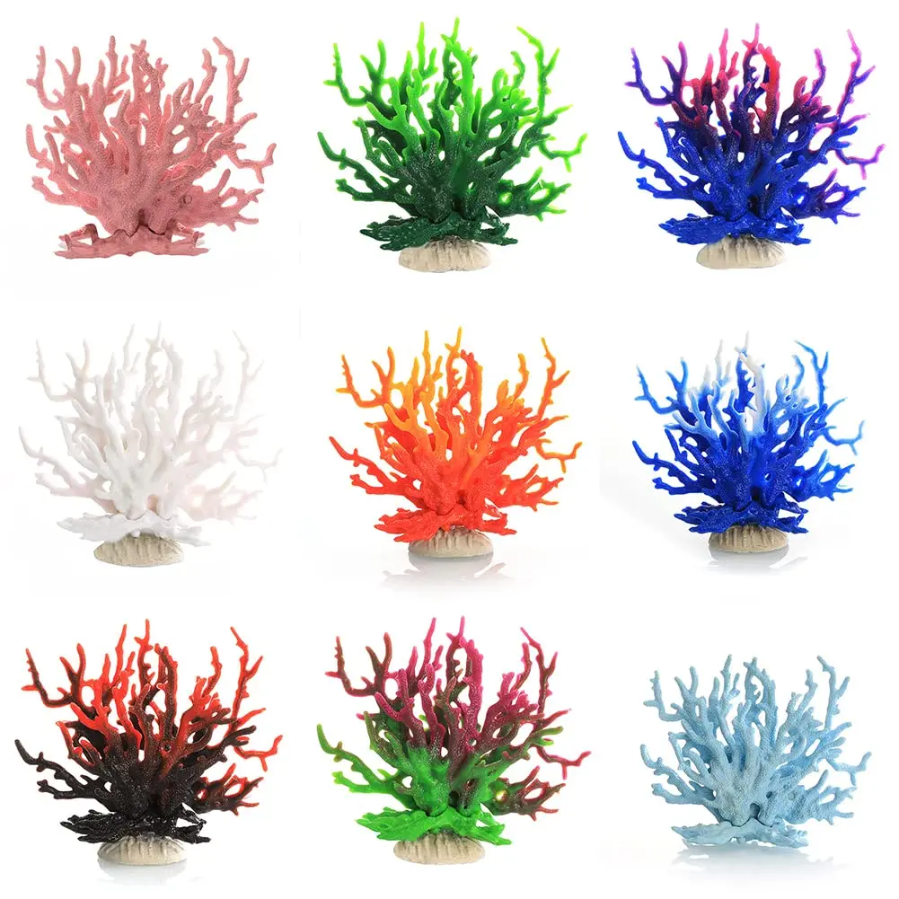 Artificial Coral Reef Fish Tank Decor Colorful Plastic Fake Coral Plant ...