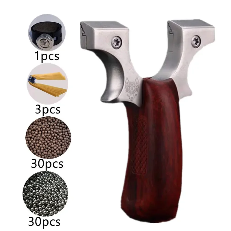High-precision-Hunting-Bow-Slingshot-Stainless-Steel-Wooden-Handle ...