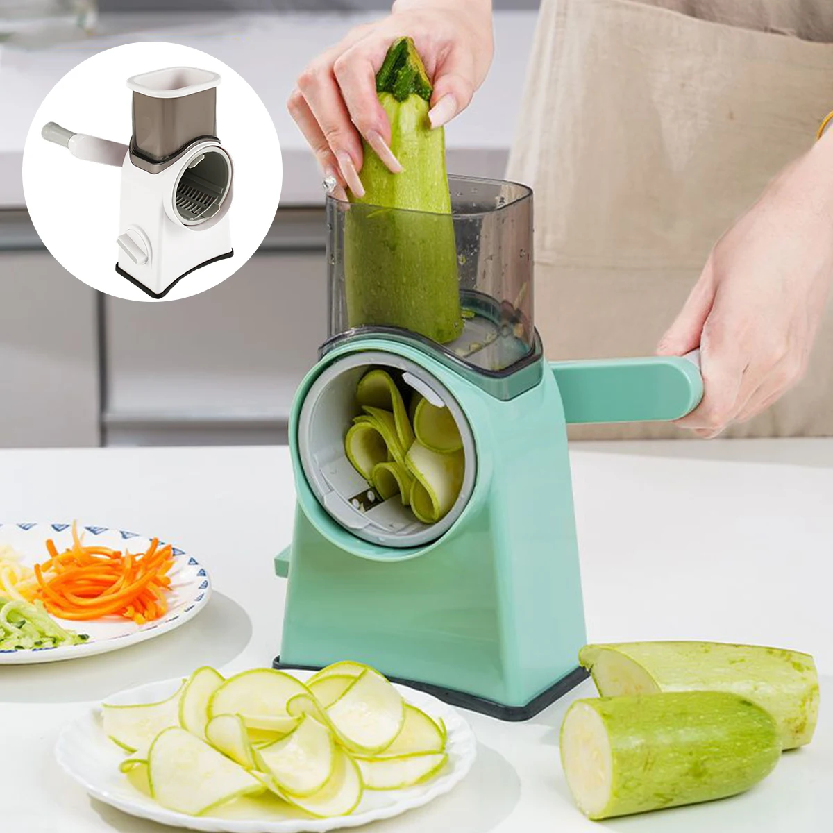 Multifunction-Vegetable-Slicer-with-2-Stainless-Steel-Blades-Manual ...