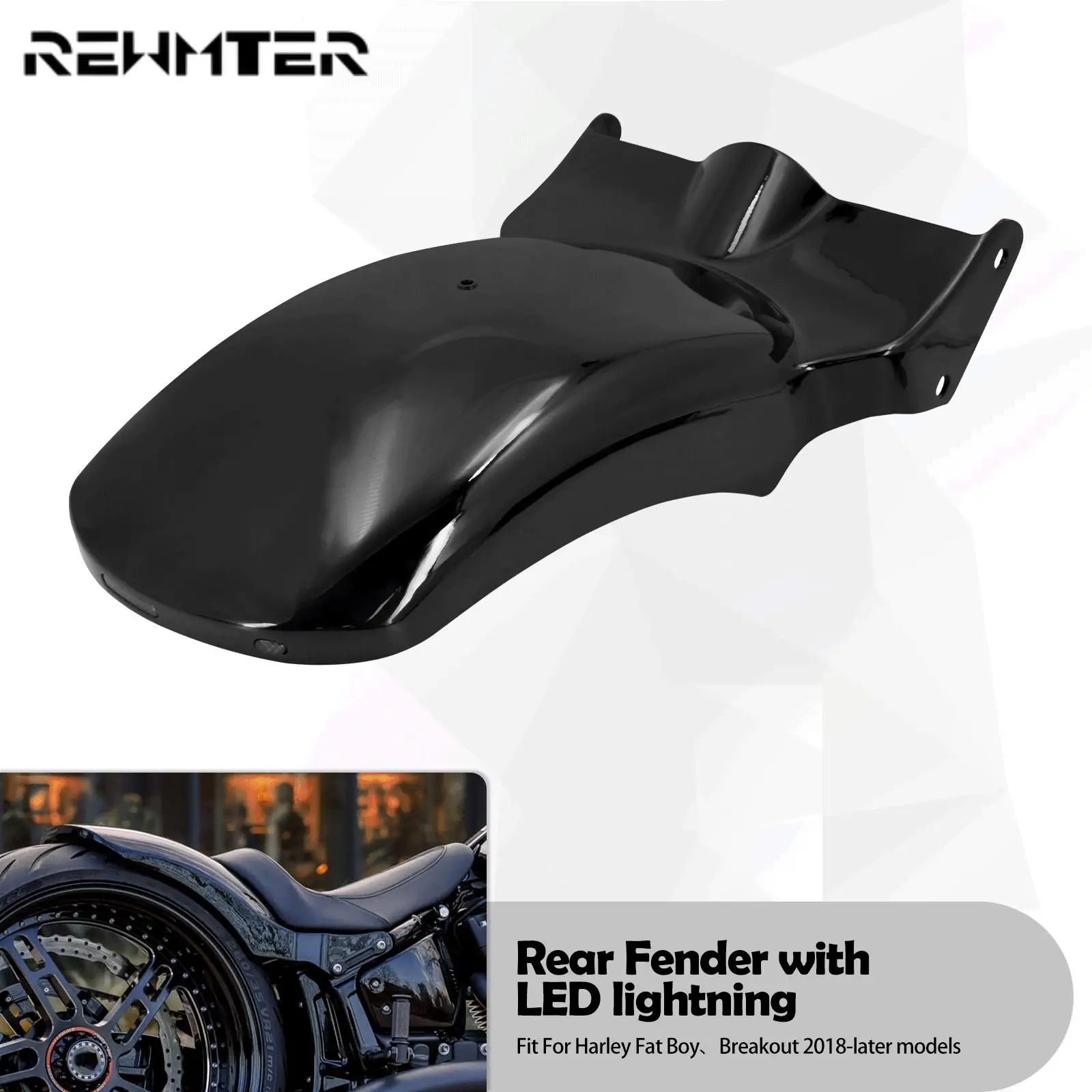Motorcycle-Rear-Fender-Mudguard-Cover-With-LED-Turn-Signal-Brake-Light ...