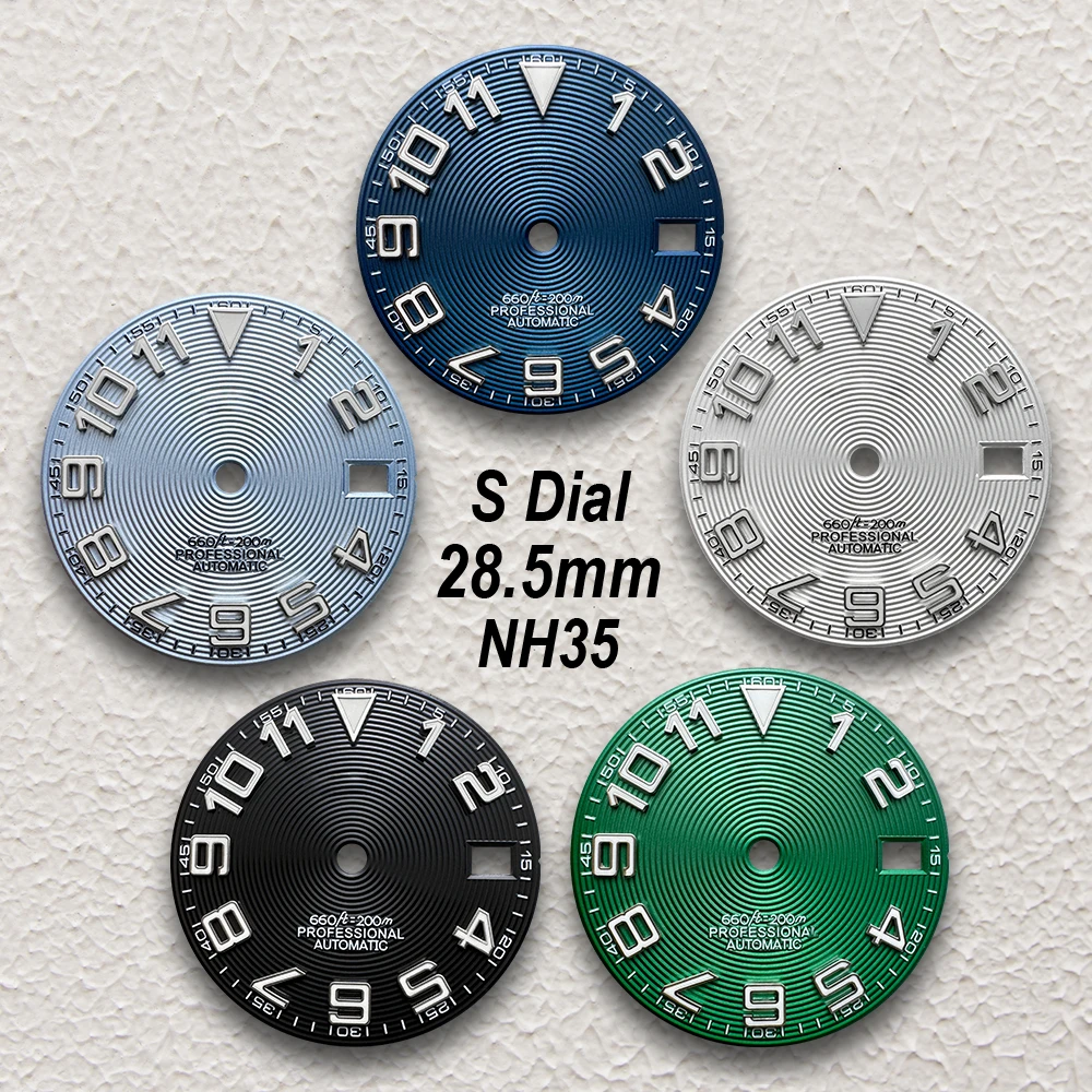 28.5mm S Logo Dial Suitable For NH35/NH36/4R/7S Japanese Movement Green ...