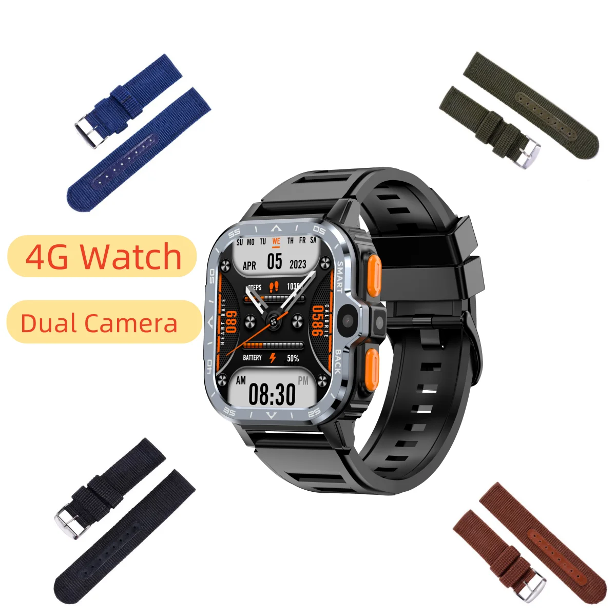 Canvas-Strap-4G-Android-Smartwatch-GPS-WIFI-800W-Dual-Camera-Android ...