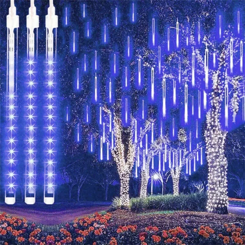 8-Tubes-LED-Meteor-Shower-Rain-String-Lights-Waterproof-Outdoor ...