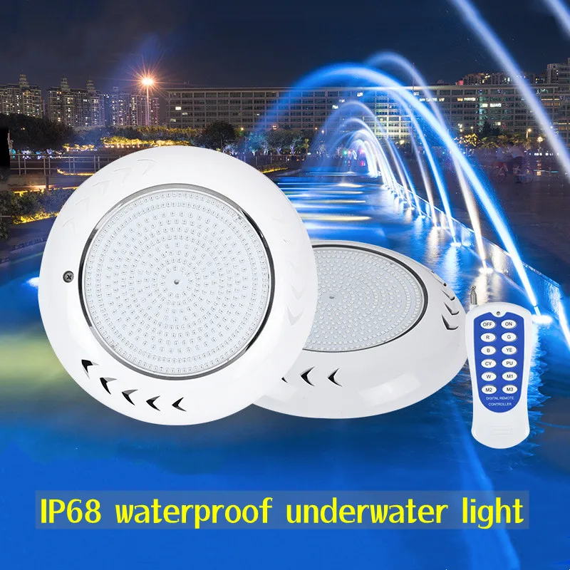 12V-ABS plastic IP68 fishtail pool light LED wall underwater light, RGB ...