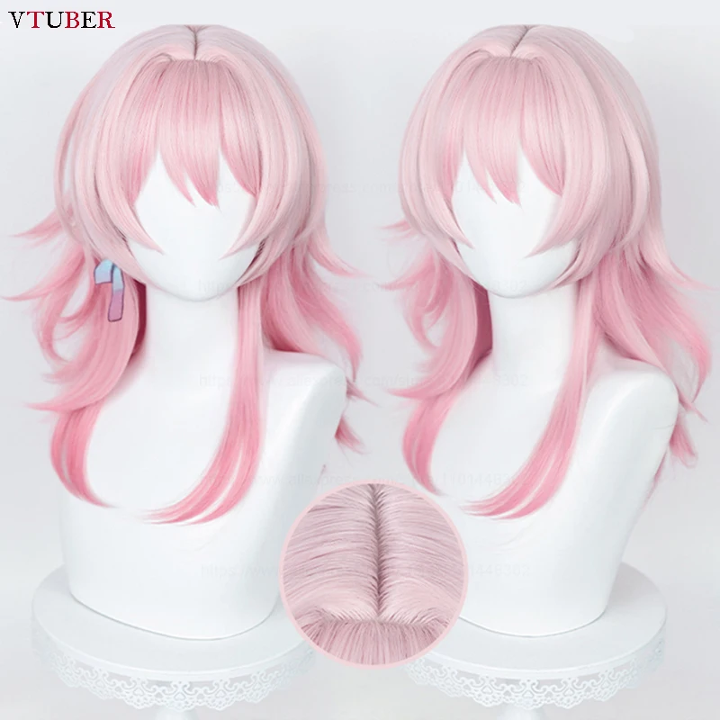 March-7th-Cosplay-Wig-Anime-50cm-Long-Pink-Gradient-Heat-Resistant-Hair ...