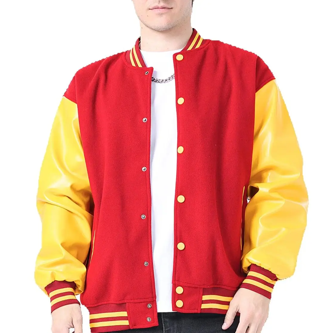 Men's Baseball jacket Patche Color Block Bomber Varsity Outerwear ...