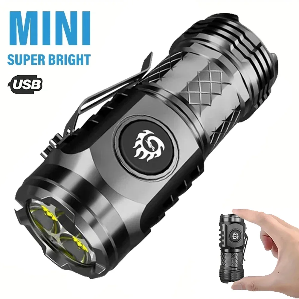 High Strong Power LED Flashlight Built-in Battery Type-C Rechargeable ...