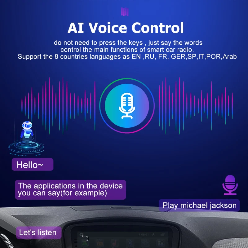 ai voice control for android wince car radio multimedia player language ...