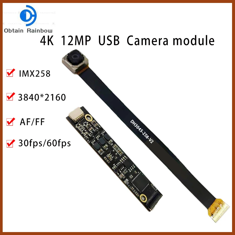 디지털 4K USB 카메라 모듈 포함 IMX258 센서, 12MP AF FF, 안드로이드 윈도우 리눅스 MAC A4 파일 스캔 ...