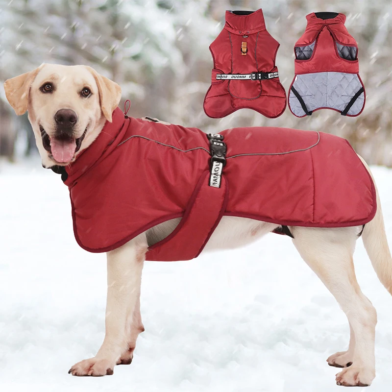 Large Dog Winter Warm Jacket Reflective Waterproof Dog Vest Jacket ...