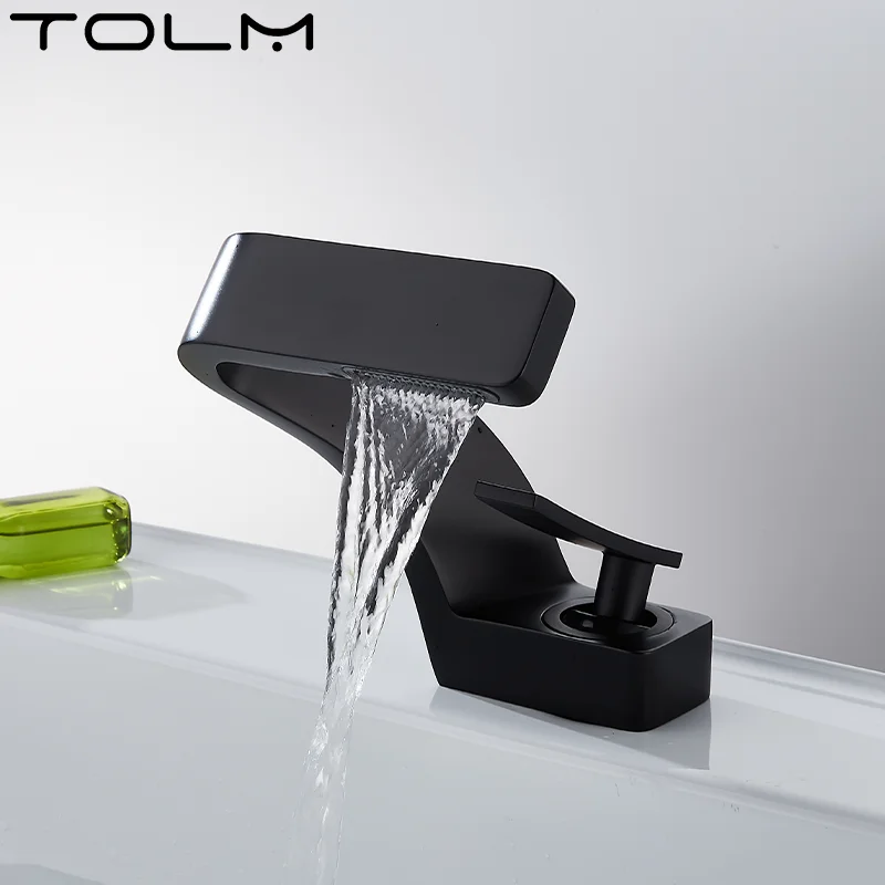 TOLM-Chrome-White-Basin-Faucet-Deck-Mounted-Waterfall-Bathroom-Vessel-Sink-Mixer-Tap-Single ...