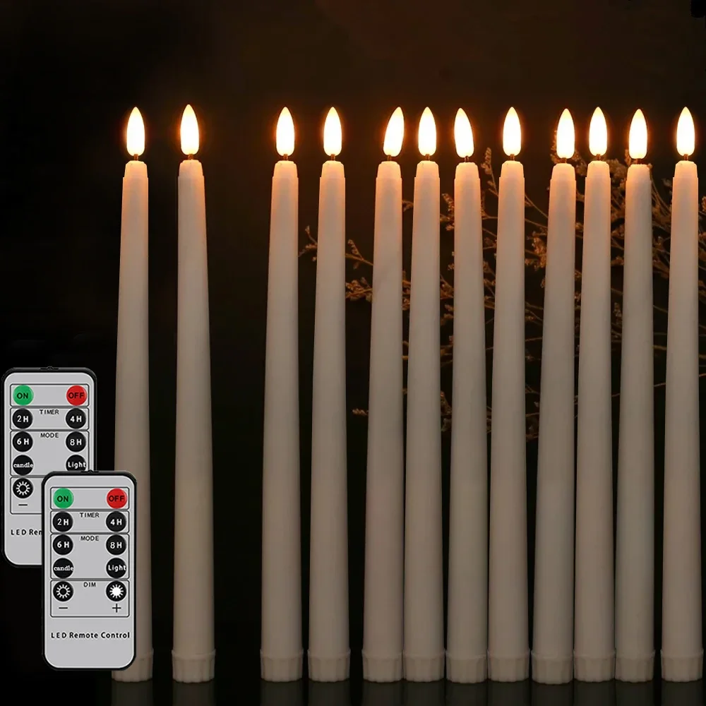 24-18-12-6-Pcs-LED-Flameless-Taper-Candles-28cm-Timed-Remote-Battery ...