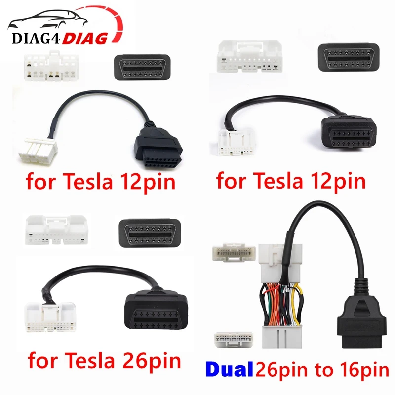 For-Tesla-26pin-20pin-12pin-OBD2-Diagnostic-Cable-Connector-to-OBDII ...
