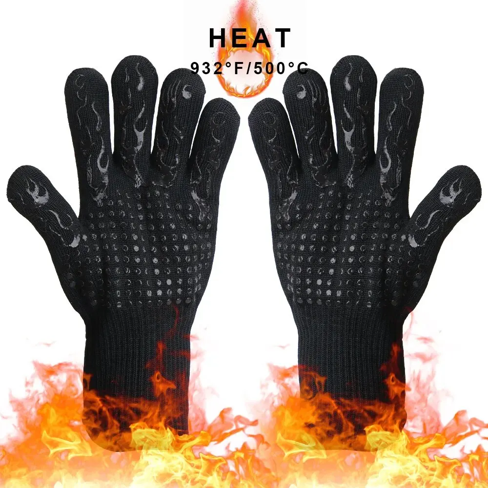 300-500-Centigrade-BBQ-Fire-Gloves-Flame-Retardant-Non-slip-Fireproof ...