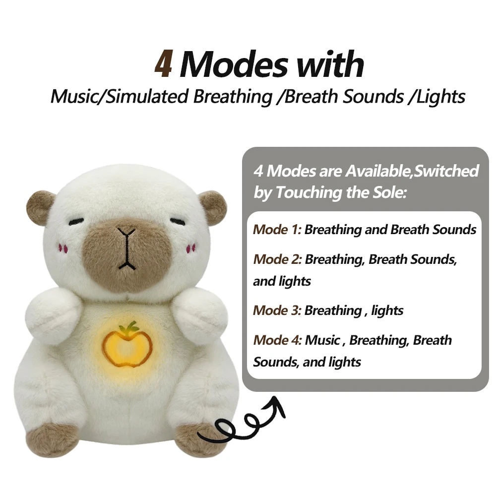 4 MODES Original Plush Capybara and Otter Toy Sleeping Time Baby ...