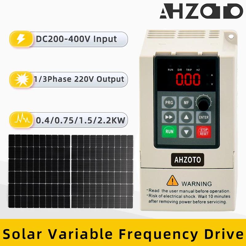 Solar VFD 220V 0.4/0.75/1.5/2.2KW 3 Phase Motor Speed Controller DC200 ...