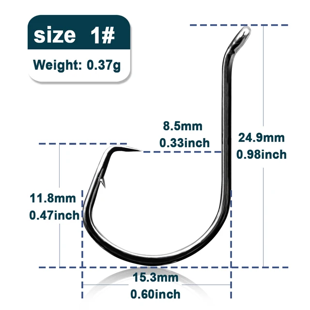 9KM Circle Fishing Hooks 25~50Pcs Offset Carp Fishing Live Bait Barbed Hooks Catfish Bass ...