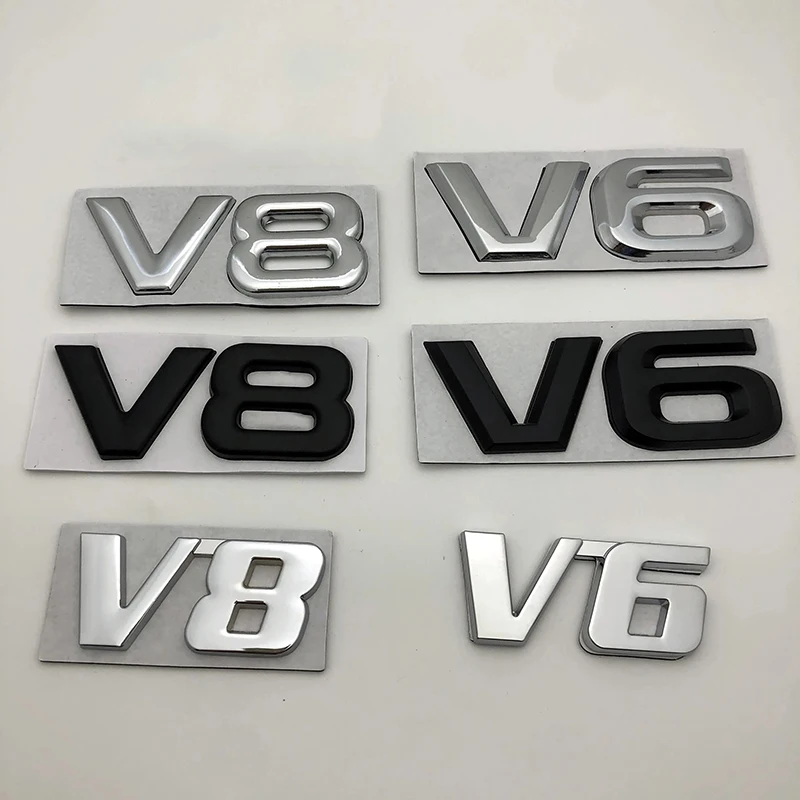 3D-Metal-V6-V8-Logo-Letter-Car-Wing-Fender-Rear-Trunk-Emblem-Badge ...