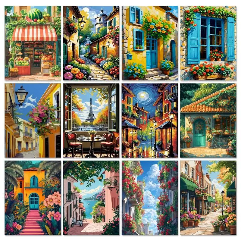 GATYZTORY DIY oil Painting By Numbers Kits Scenery abstract paint by ...