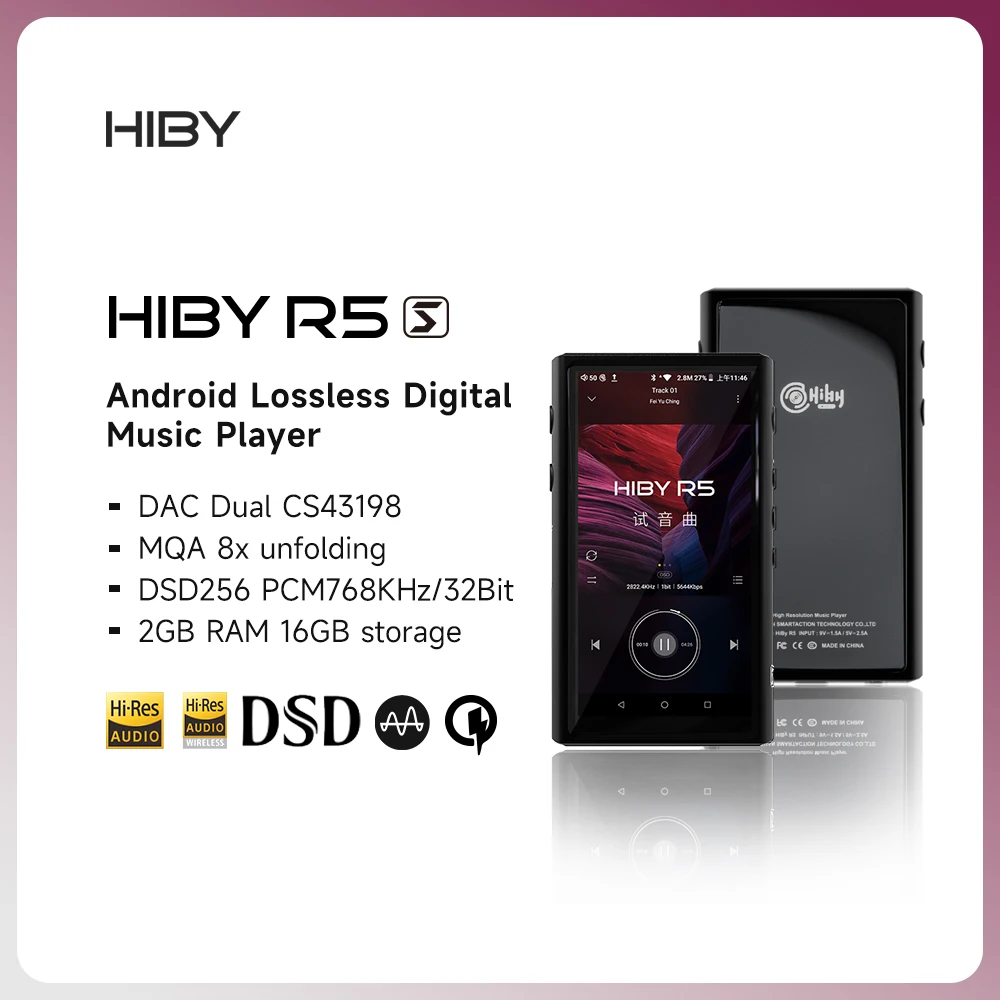 HiBy R5 Saber USB DAC Headphone AMP HiFi Lossless HiRes Music Player WiFi/Air Play/Bluetooth ...