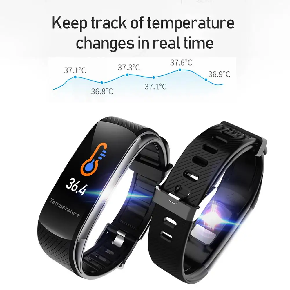 Heart-Rate-Blood-Pressure-Watch-Waterproof-Thermometer-Smart-Bracelet ...