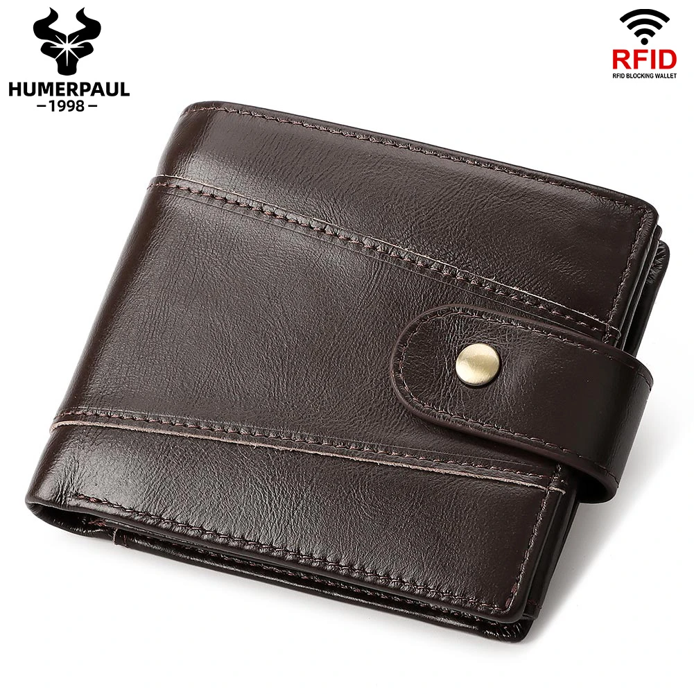 HUMERPAUL Genuine Leather RFID Vintage Wallet Men with Coin Pocket ...