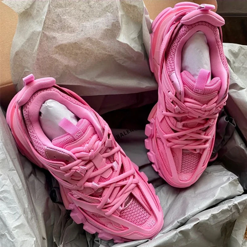 Women's Chunky Pink Sneakers | Women's Pink Running Shoes | Pink Women ...