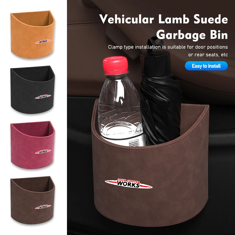 Suede-Car-Trash-Can-Storage-Organizer-Garbage-Bin-Holder-For-MINI ...