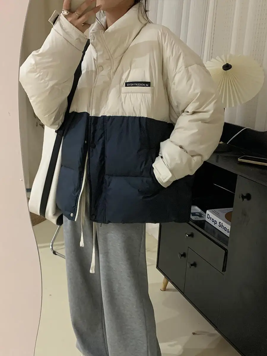 Collision-Color-Down-Jacket-Female-2022-Winter-New-Collar-Thickened ...
