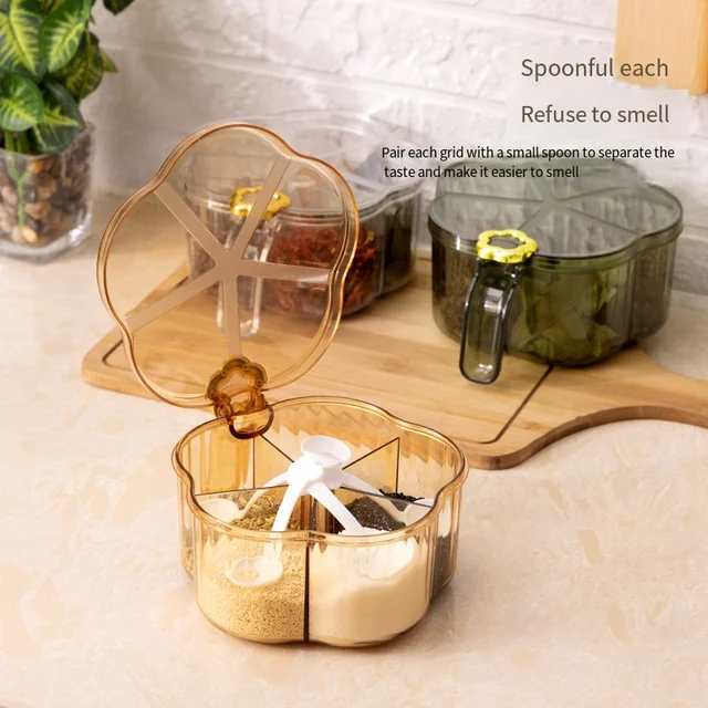 5 Rács Fűszeres Doboz Készlet Sós Cukor Edények Bors Fűszer Tárolóedény ...