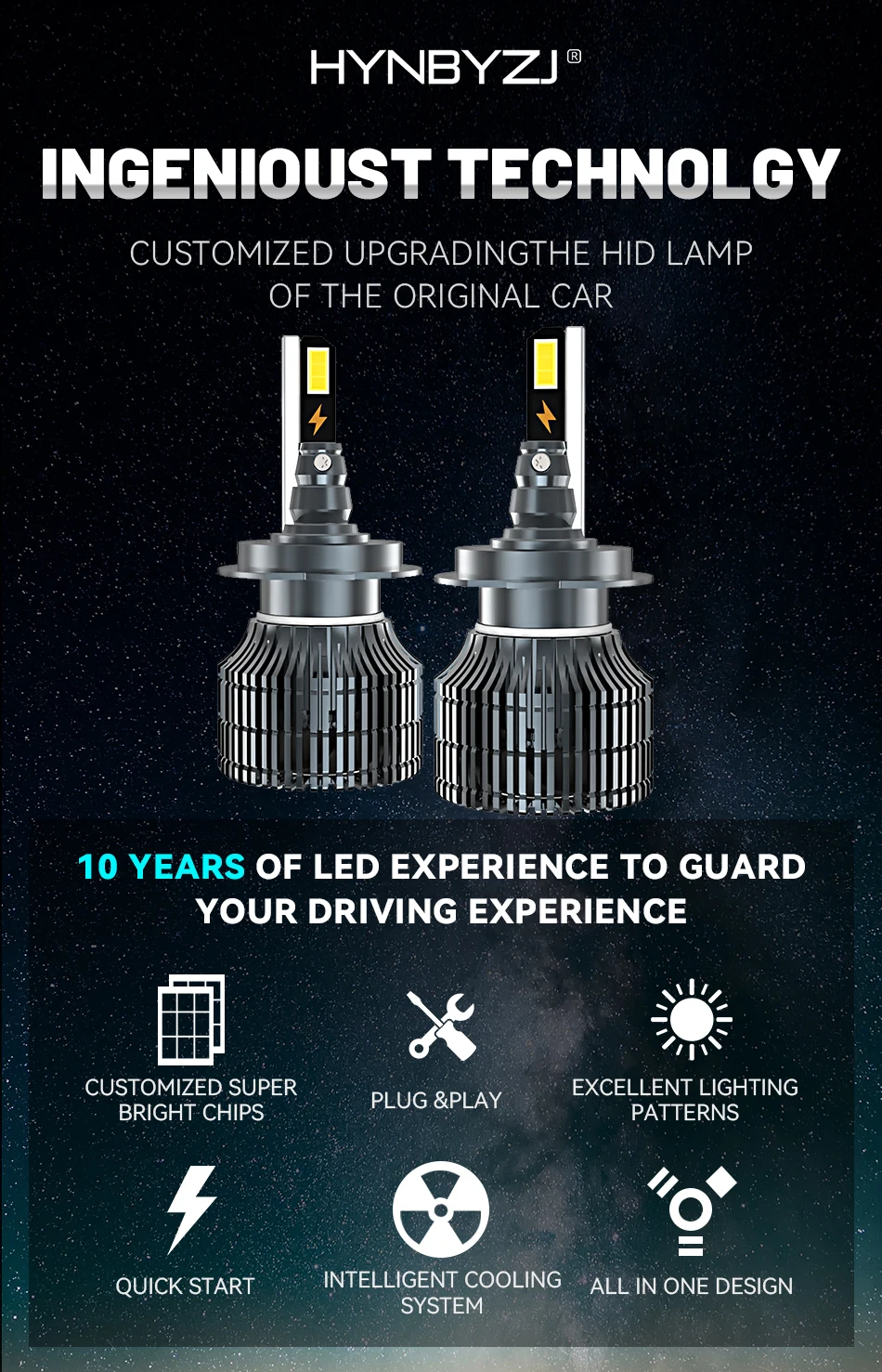 HYNBYZJ H4 H7 H1 H8 H11 안개 Led 조명 50000LM HB3 HB4 9005 9006 9012 Hir2 6000K 자동차 전조등 전구 12 24V ...