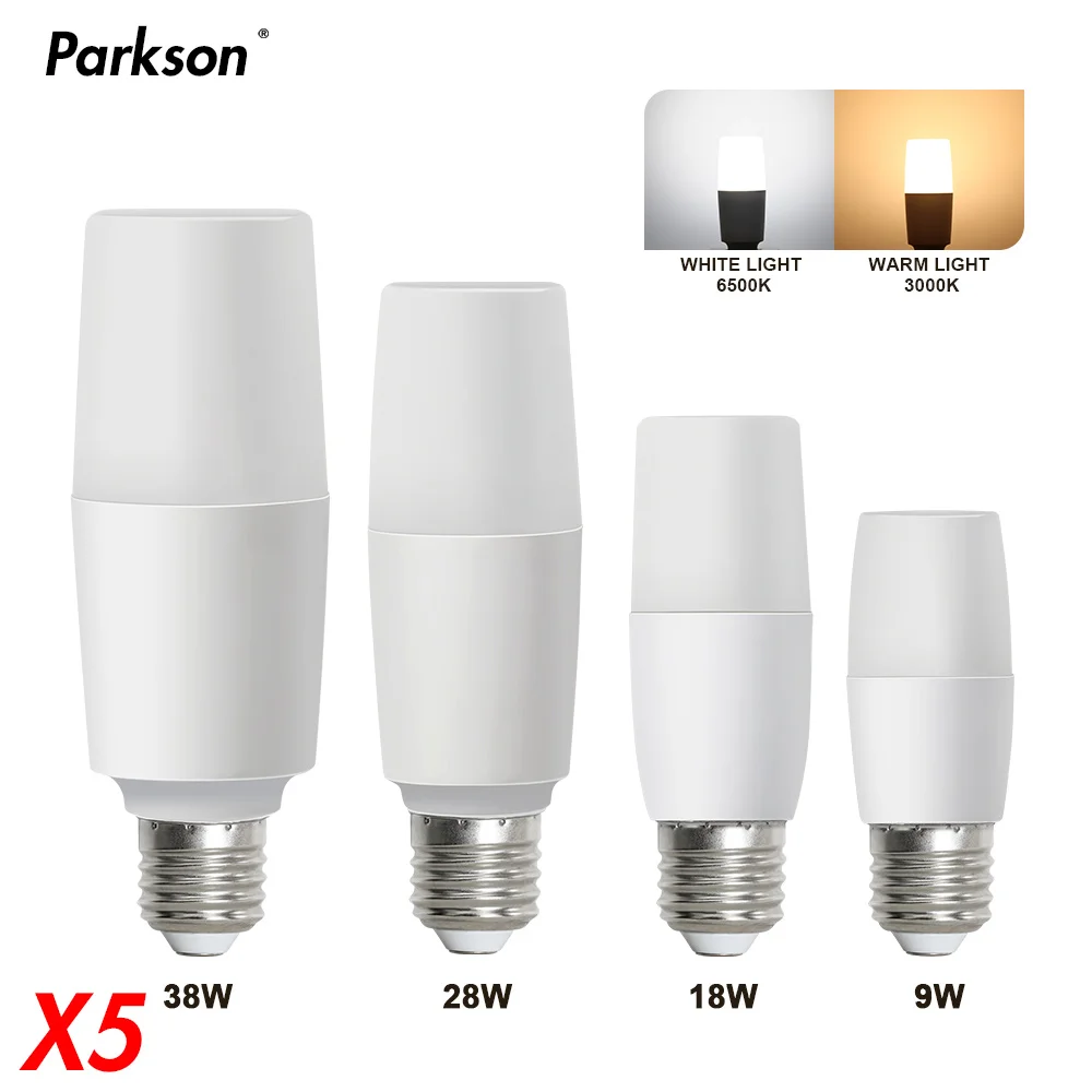5PCS LED Light Bulb E27 Energy Saving Lamps 220V 9W 18W 28W 38W Home ...
