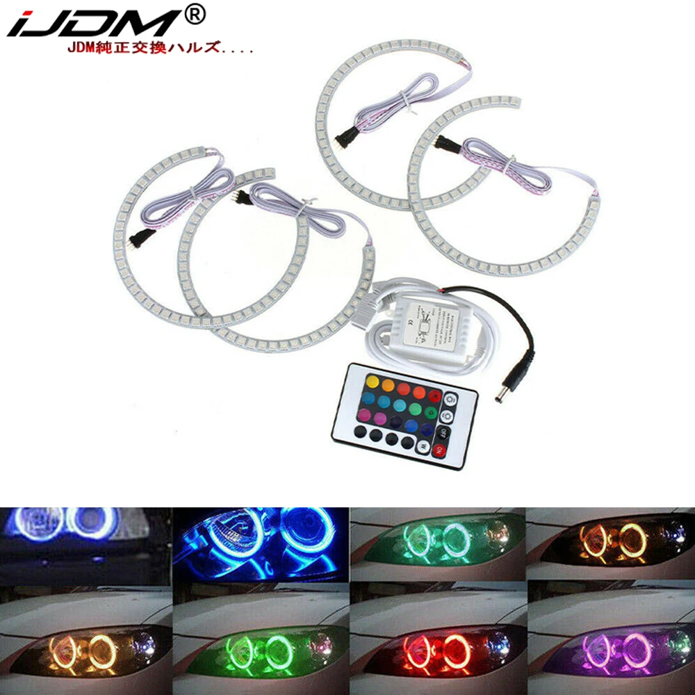 iJDM RGB LED Angel Eyes Halo Ring Lighting For BMW E36 E46 M3 3 Series ...