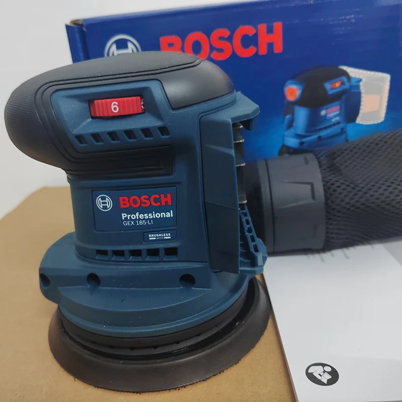 Bosch-GEX185-LI-Cordless-Random-Orbit-Sander-18V-Brushless-125-MM-Rechargeable-Sandpaper-Machine ...
