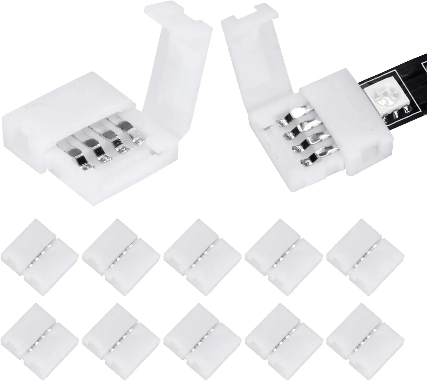 L Shape 4-Pin LED Connectors 10mm Wide Right Angle Corner Connectors ...