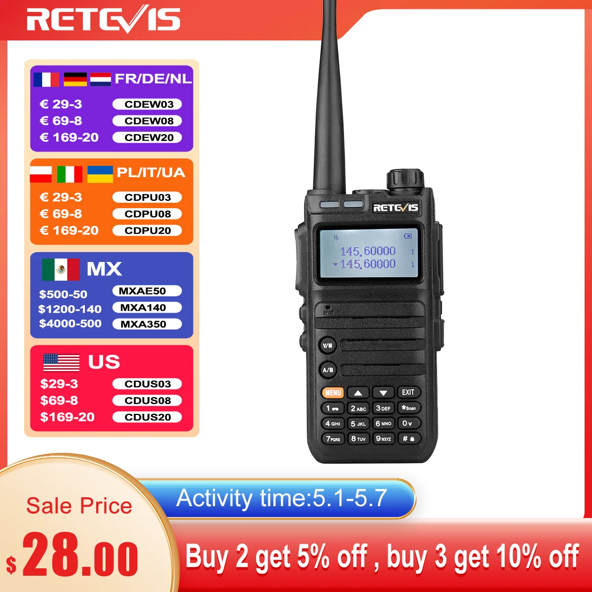 Retevis-RA685-Walkie-Talkie-Ham-Two-way-Radio-Stations-Long-Range ...
