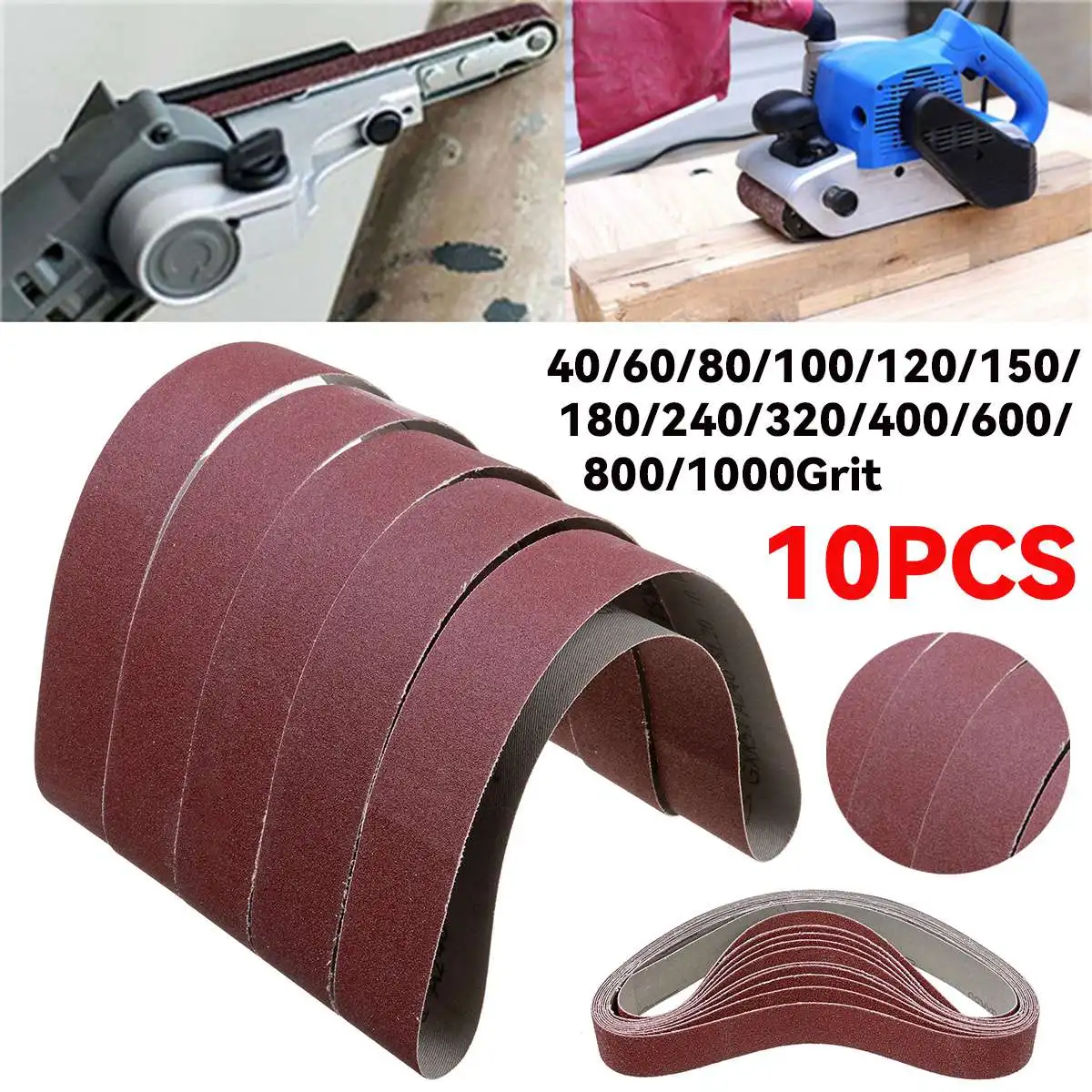 10Pcs-740-40mm-Sanding-Belts-40-1000-Grits-Sandpaper-Abrasive-Bands-For ...