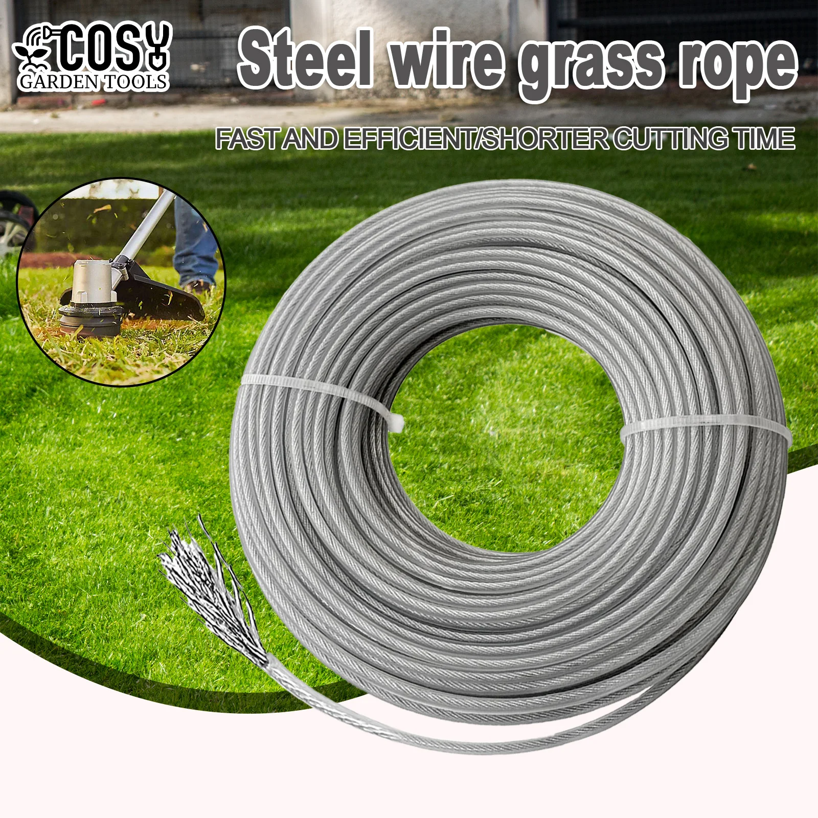 2.0/2.4/2.7/3.0mm Trimmer Steel Nylon Wire Rope Cord Line Strimmer ...