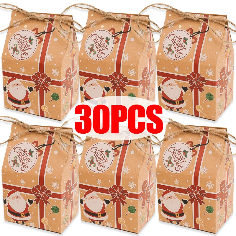 30/1x House Shape Christmas Candy Boxes Santa Claus Cookies Gifts ...