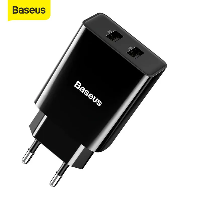 Baseus cargador USB Dual con enchufe europeo, cargador de pared de 2.1A, Mini adaptador de carga ...